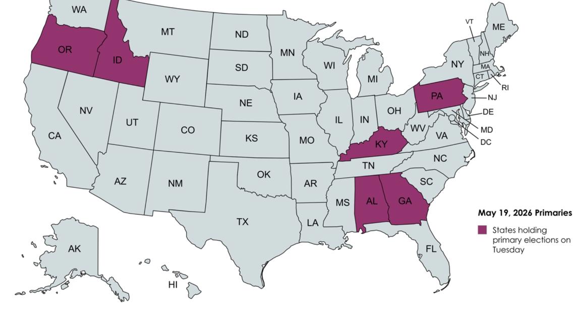 May 19 primary election results: Live maps for key races ...