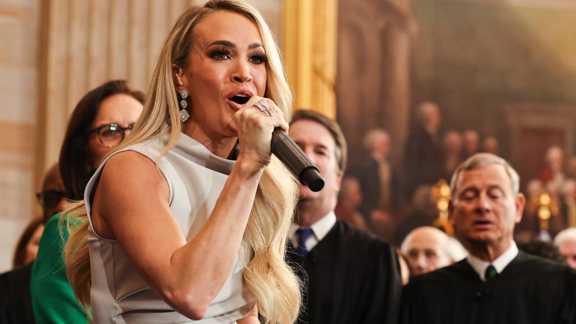 Carrie Underwood sings a capella after tech glitch at Trump's ...