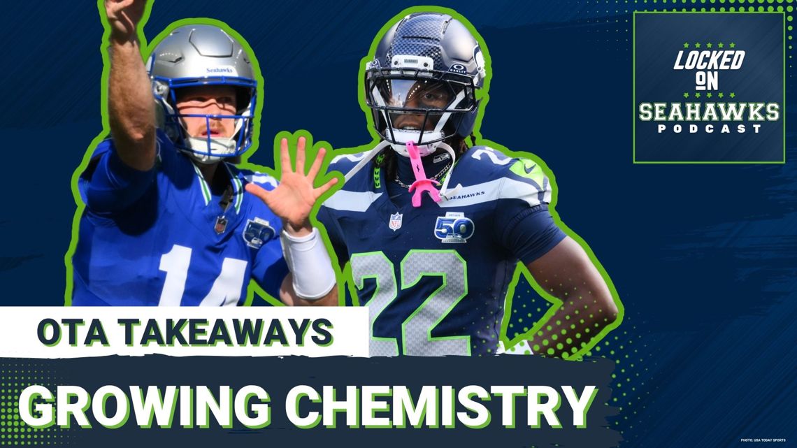 Sam Darnold, Rashid Shaheed GROWING CHEMISTRY at Seattle Seahawks OTA ...