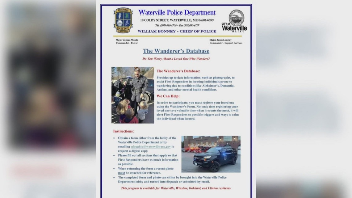 Waterville police launch program for residents at risk of wandering ...