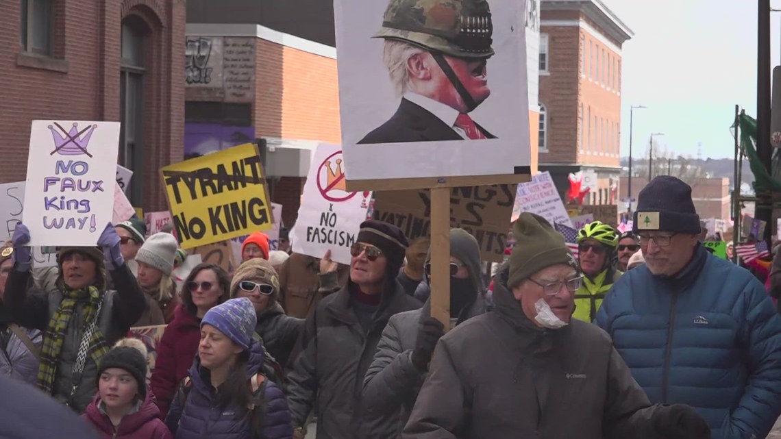 More than 50 communities in Maine take part in 'No Kings' protests ...