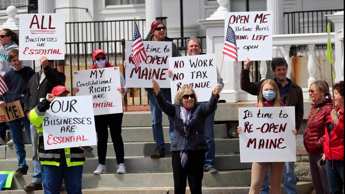 Maine takes to streets to protest coronavirus business closures ...