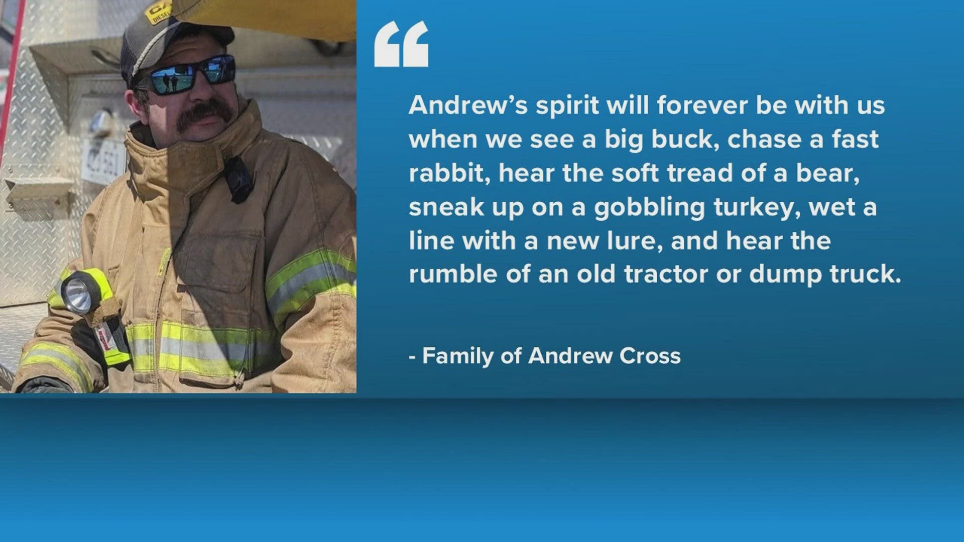 Memorial service for Andrew Cross, firefighter killed in the Robbins ...