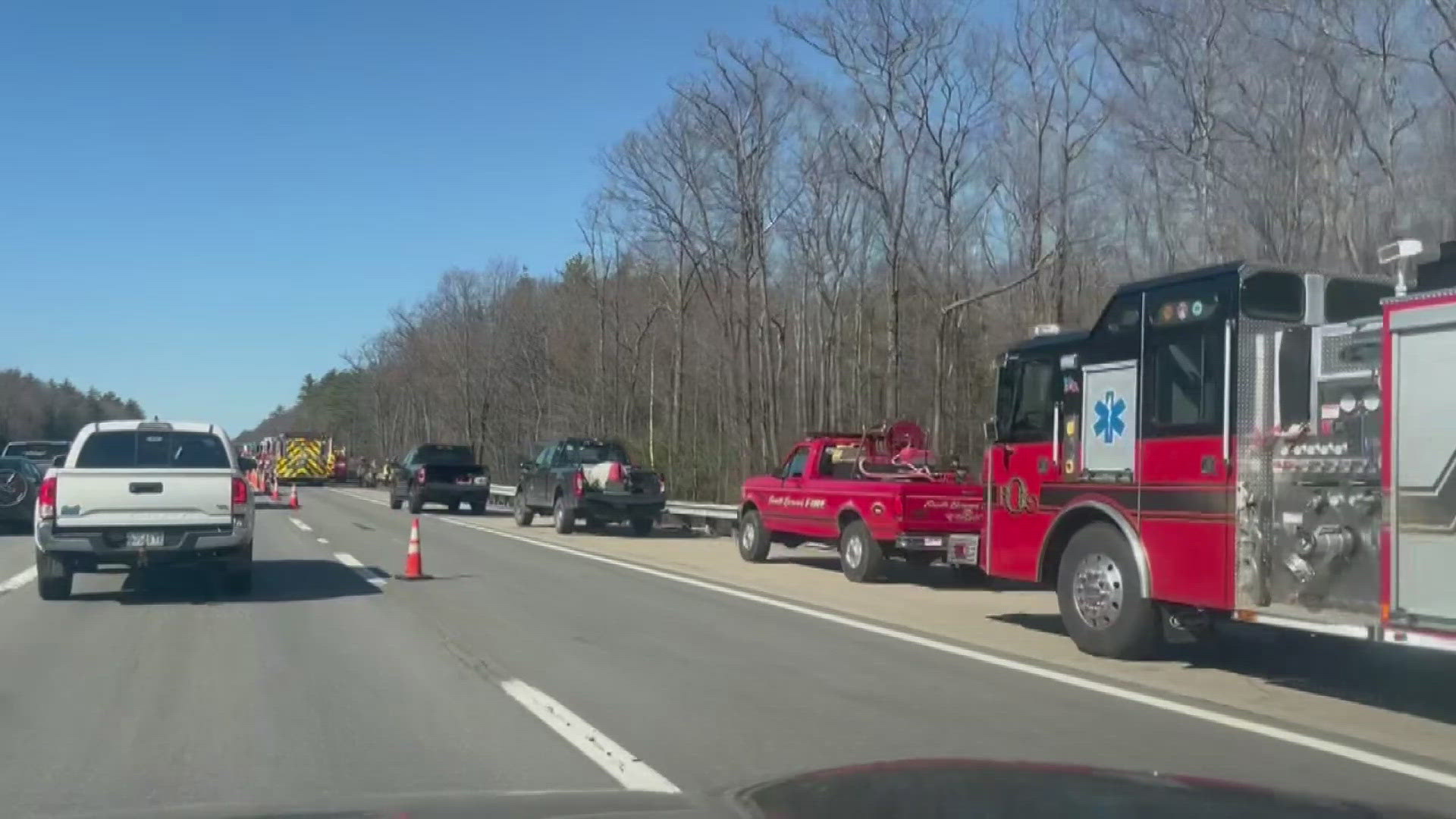 Vehicle and brush fire disrupt traffic on Maine Turnpike in Wells ...