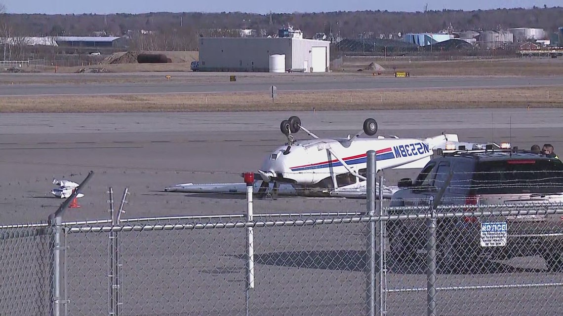 Small plane flipped over by wind gust at Portland Jetport, officials ...