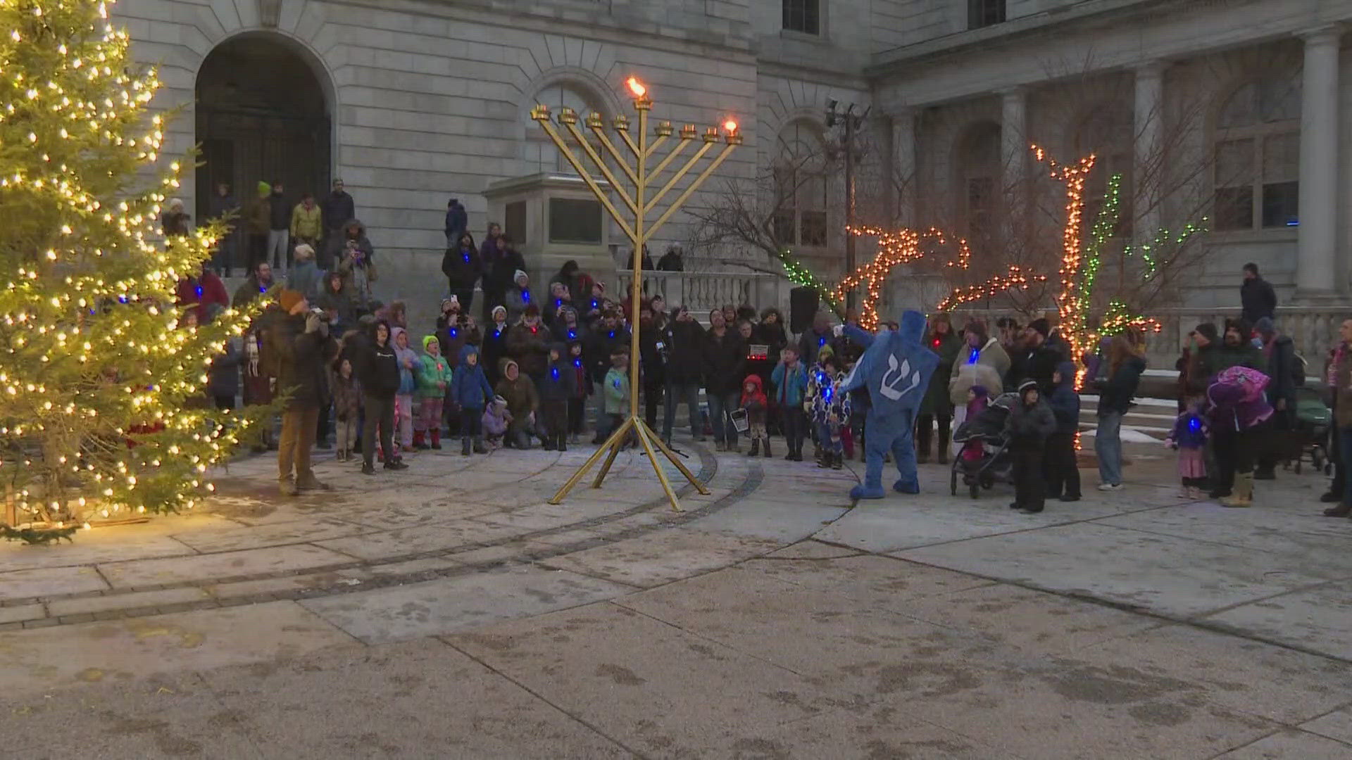 Chabad of Maine lights Menorah outside Portland City Hall ...