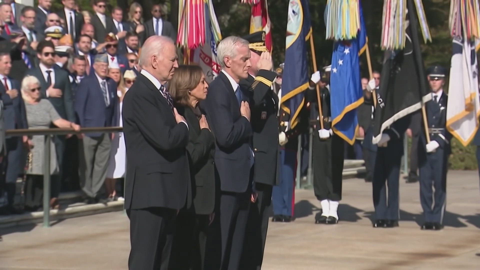 Biden, Harris participate in Arlington National Cemetery wreath-laying ...