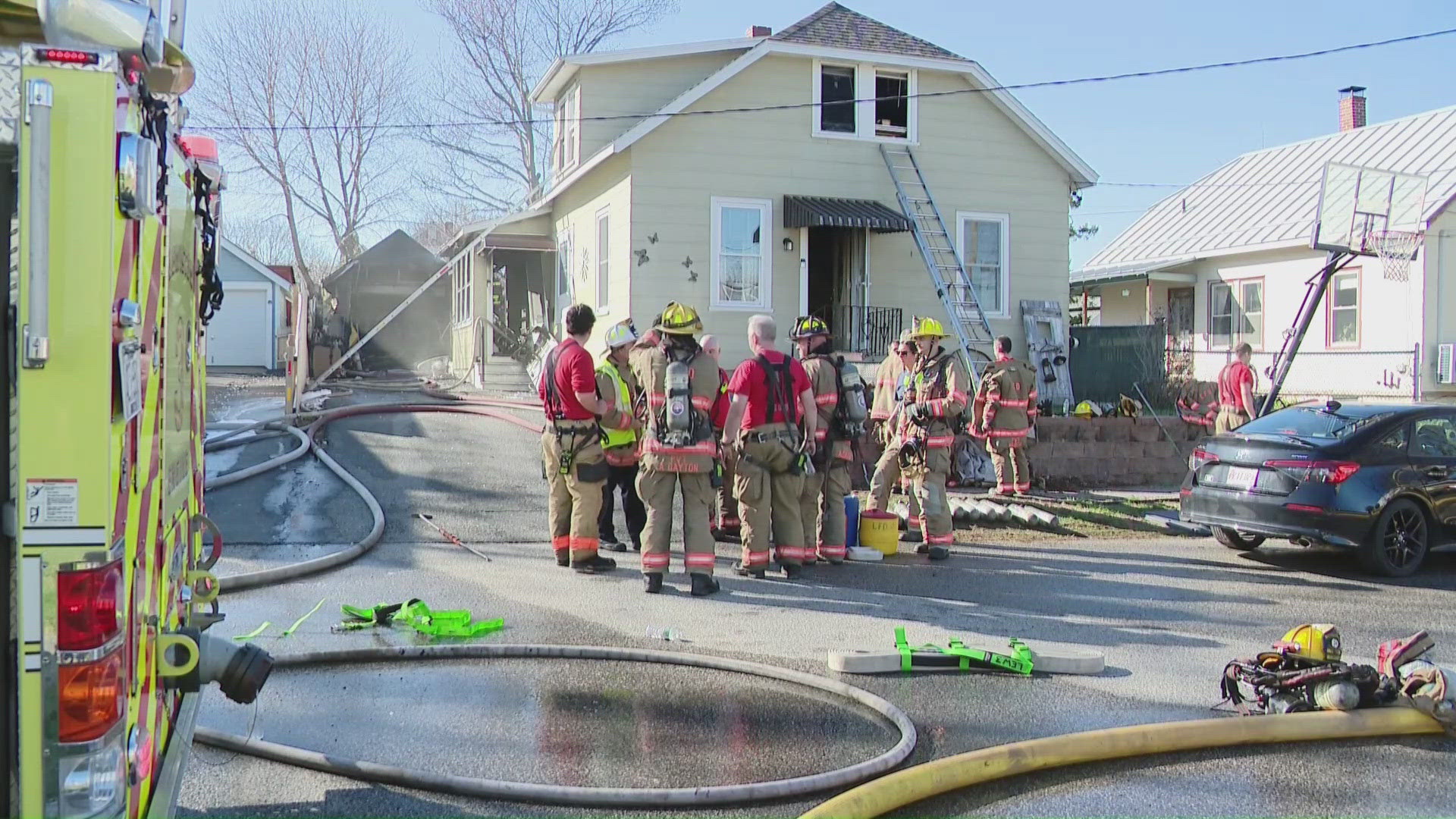 Lewiston garage and house fire closes road Friday afternoon ...
