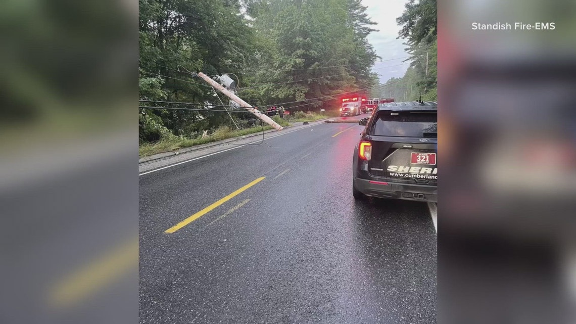 Standish road reopens after closing due to utility pole crash ...