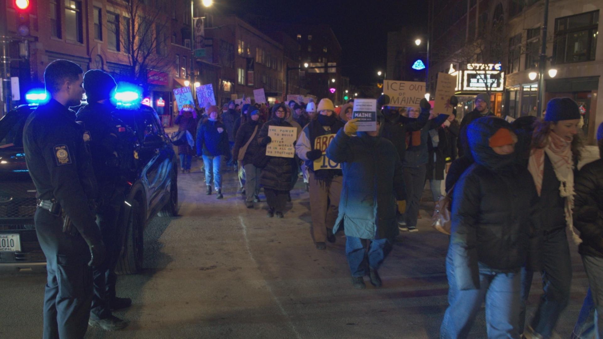Hundreds protest ICE operations in downtown Portland | newscentermaine.com