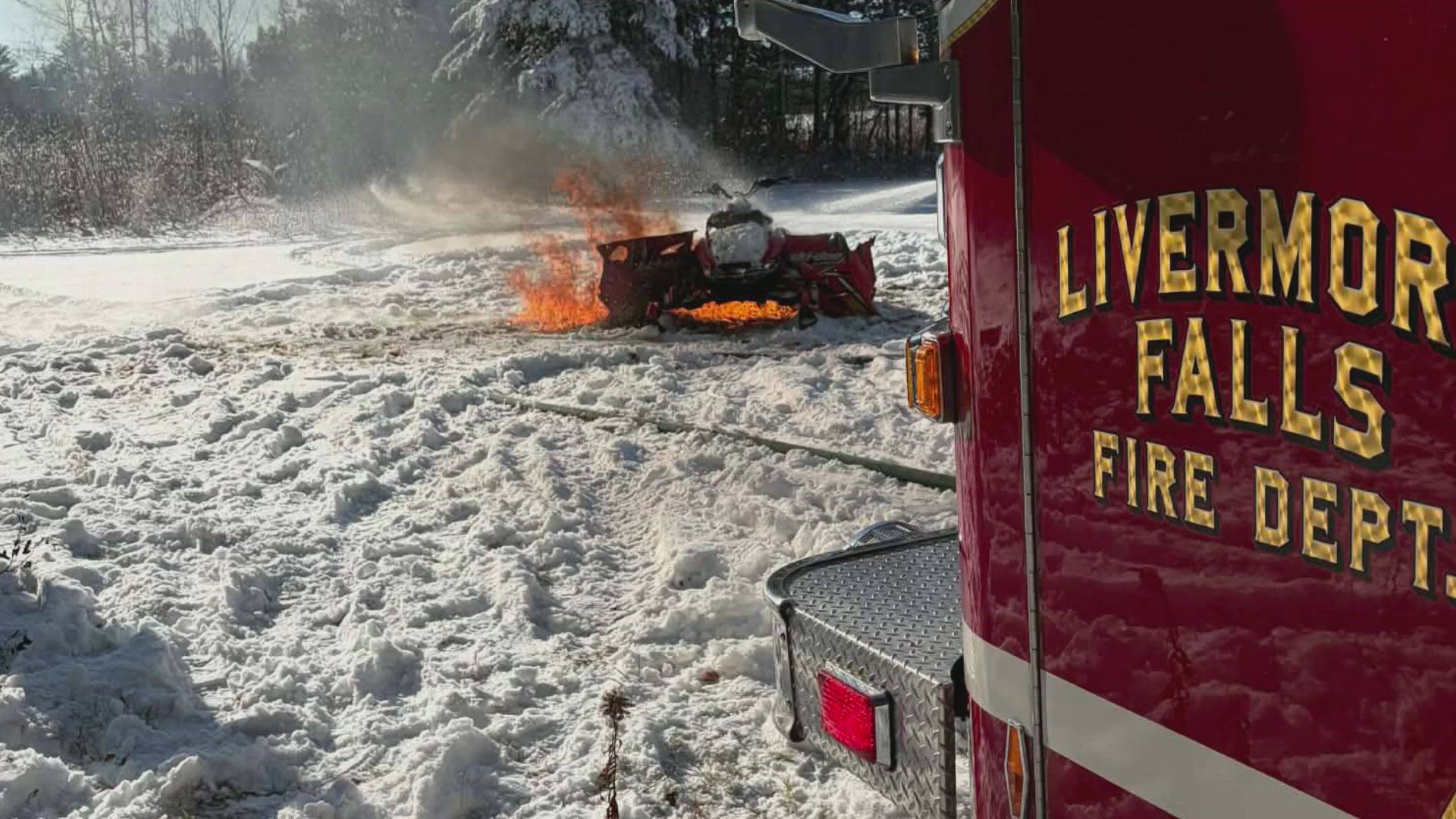 New images released of snowmobile fire in Livermore Falls ...