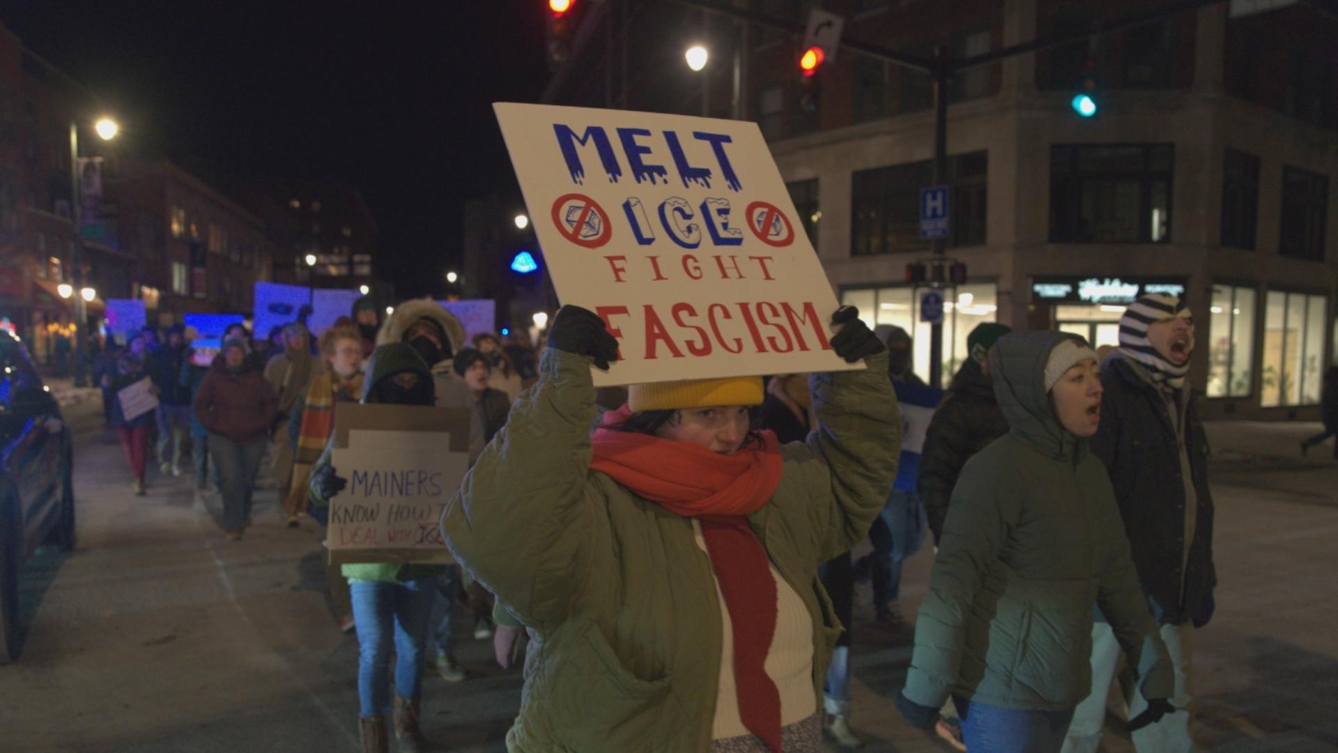 Hundreds protest ICE operations in downtown Portland | newscentermaine.com