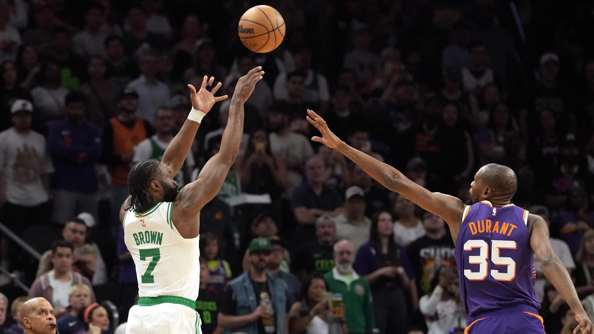 Boston Celtics' mighty 3-point shooting overwhelms Suns in blowout ...