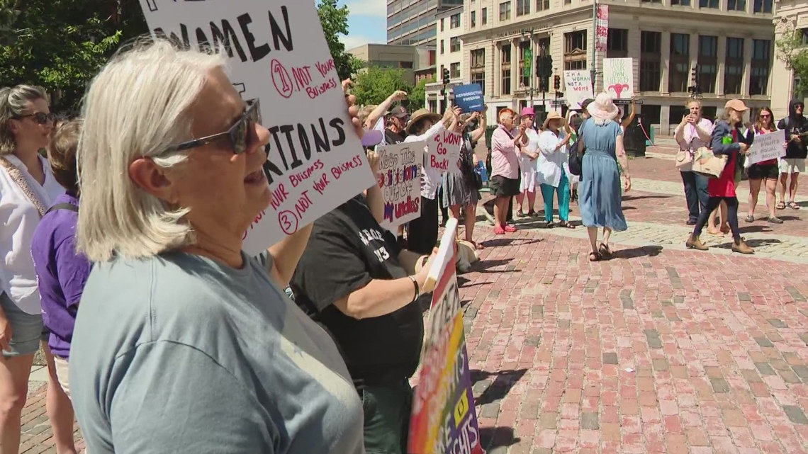 Abortion rights rally held in Portland two years after end of Roe v ...
