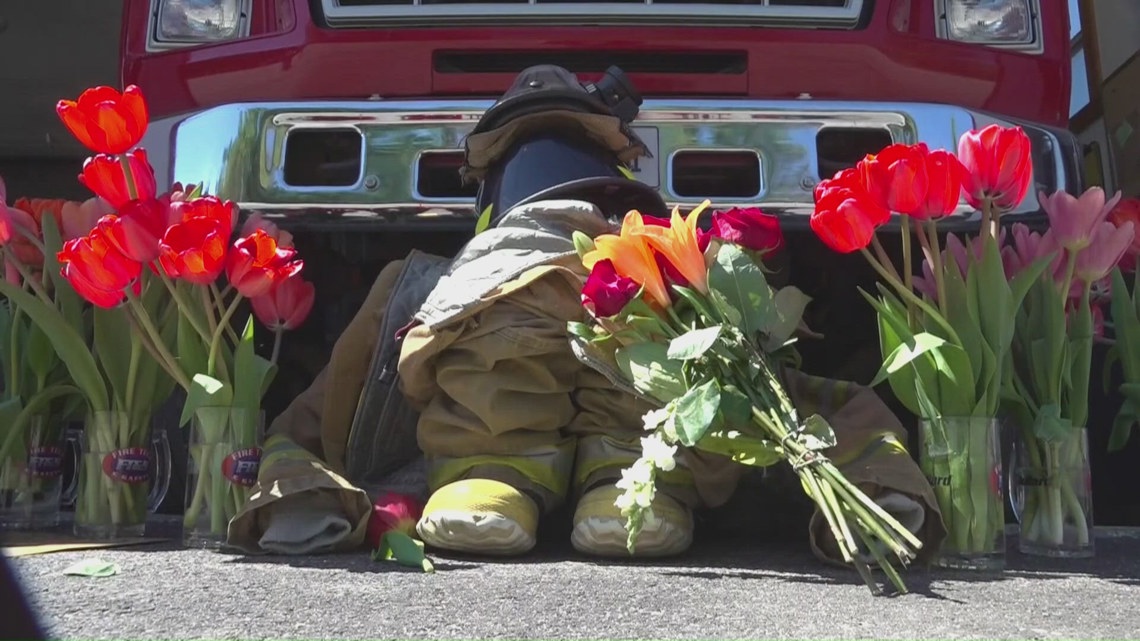 Hundreds of mourners gathered for the funeral of firefighter Andrew ...