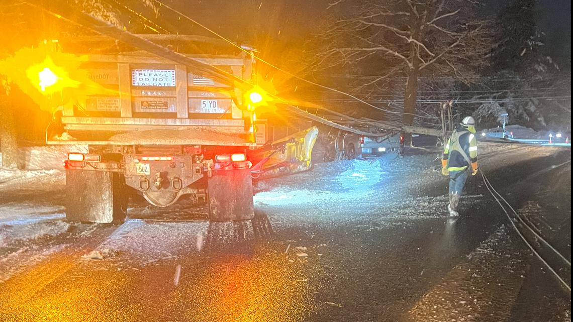 Crash involving plow truck knocks down power lines in Alfred ...