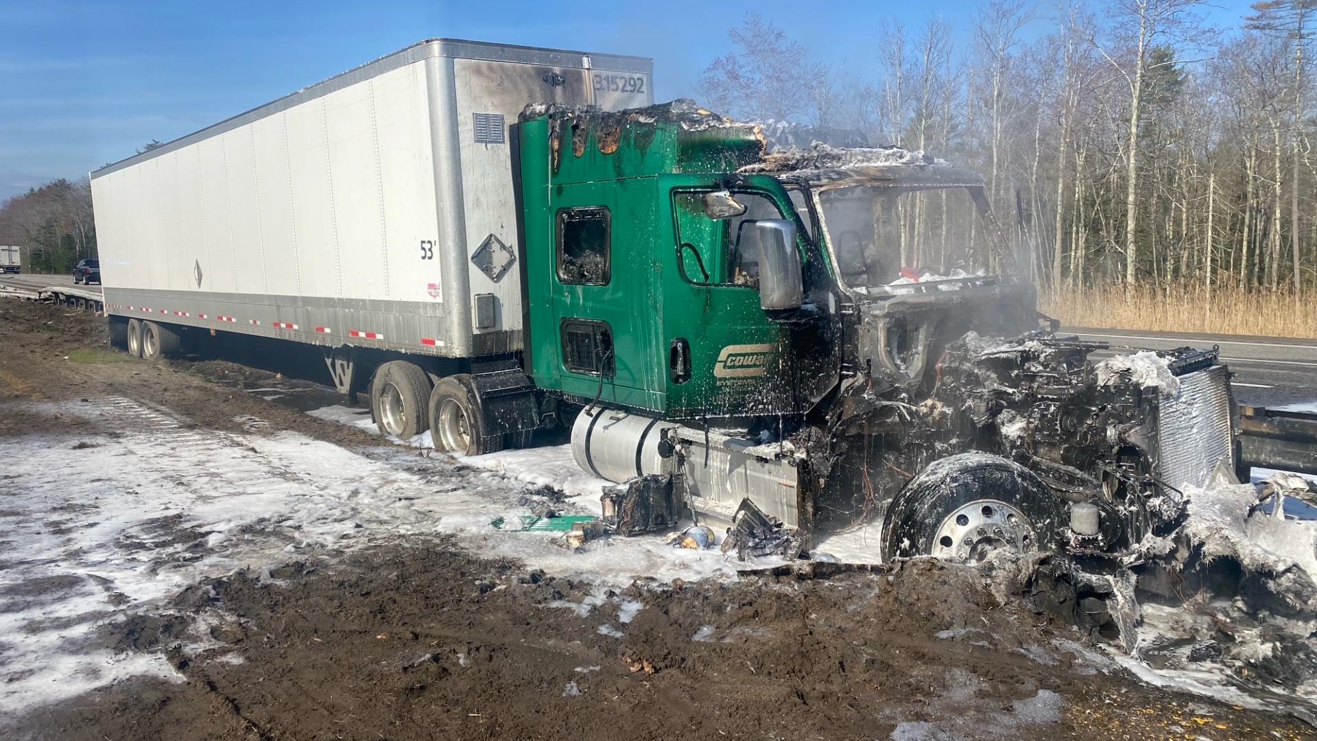 Tractor-trailer crashes on Maine Turnpike, catches fire ...