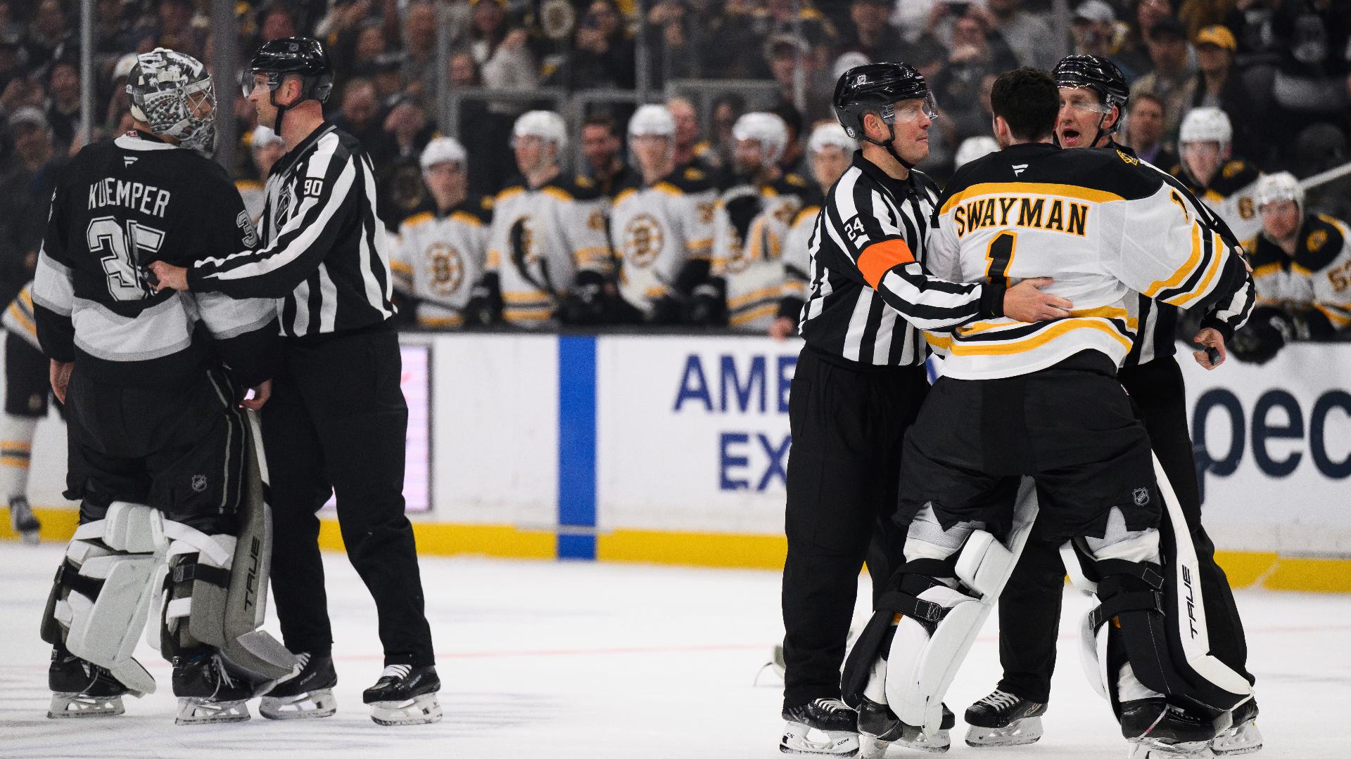 Refs stop Kuemper-Swayman fight in Kings' win over Bruins ...