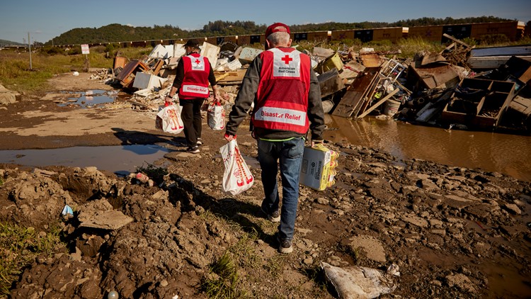 Red Cross Helping People In Disaster