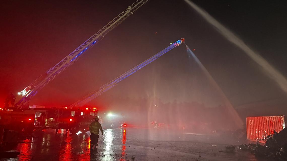 Portland fire crews extinguish large fire at recycling center ...