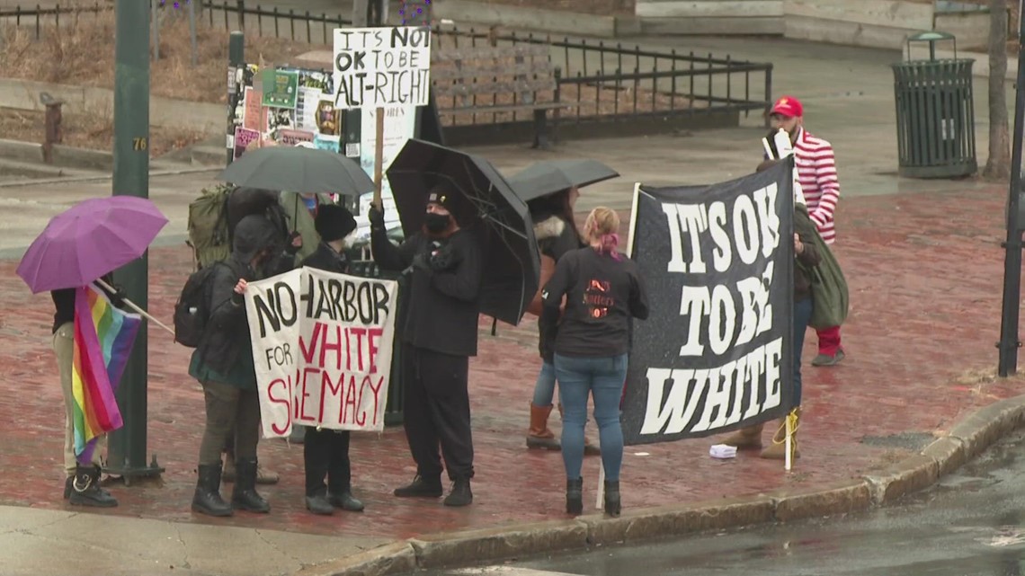 Protesters gather in Portland's Congress Square after Friday ...
