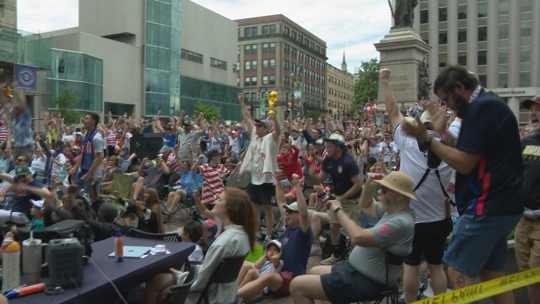Soccer fans take over Monument Square for World Cup watch party ...