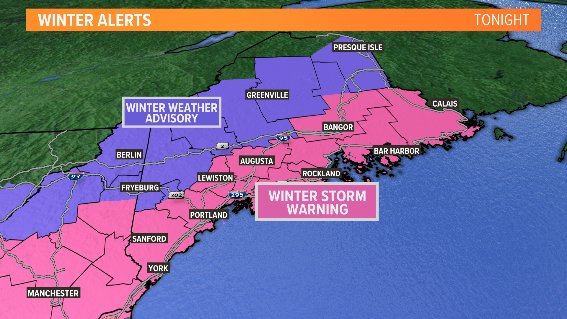 Winter storm warning issued along Maine coast; winter storm advisory ...