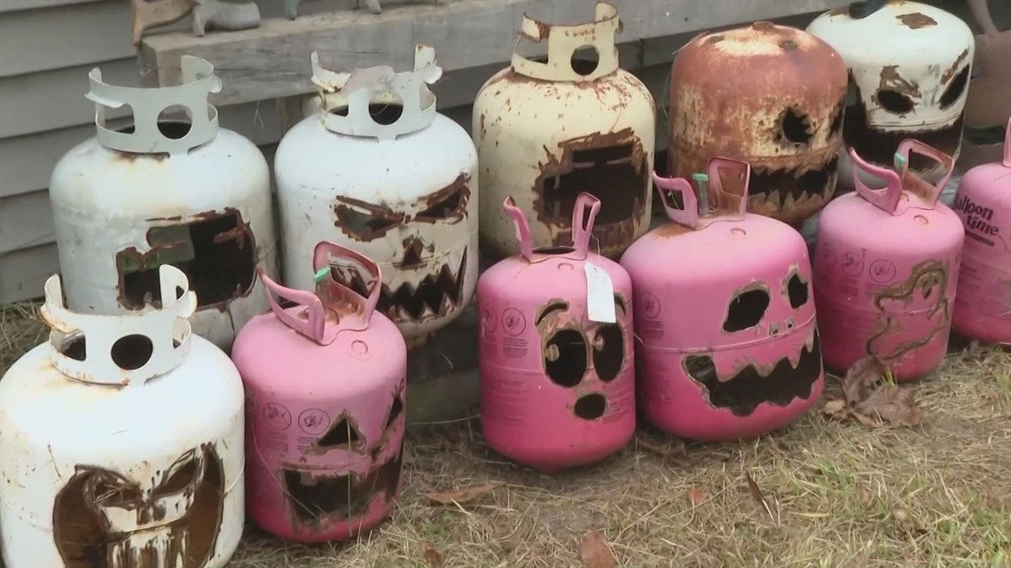 Connecticut man makes Jack 'O Lanterns from propane tanks ...