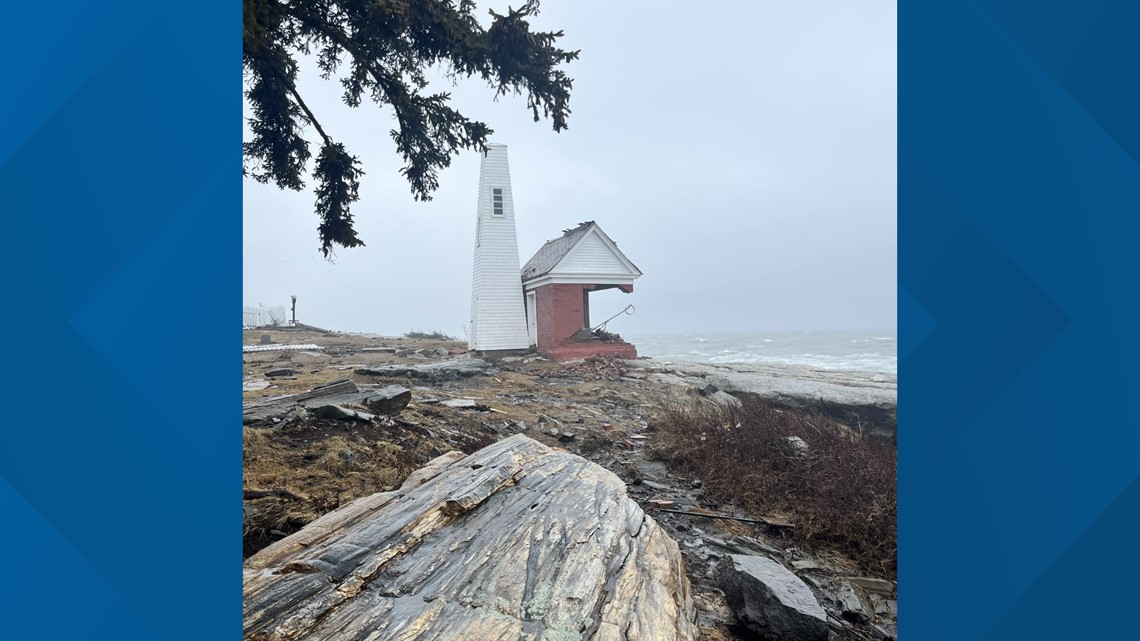 Maine lighthouse at Pemaquid Point severely damaged in storm ...
