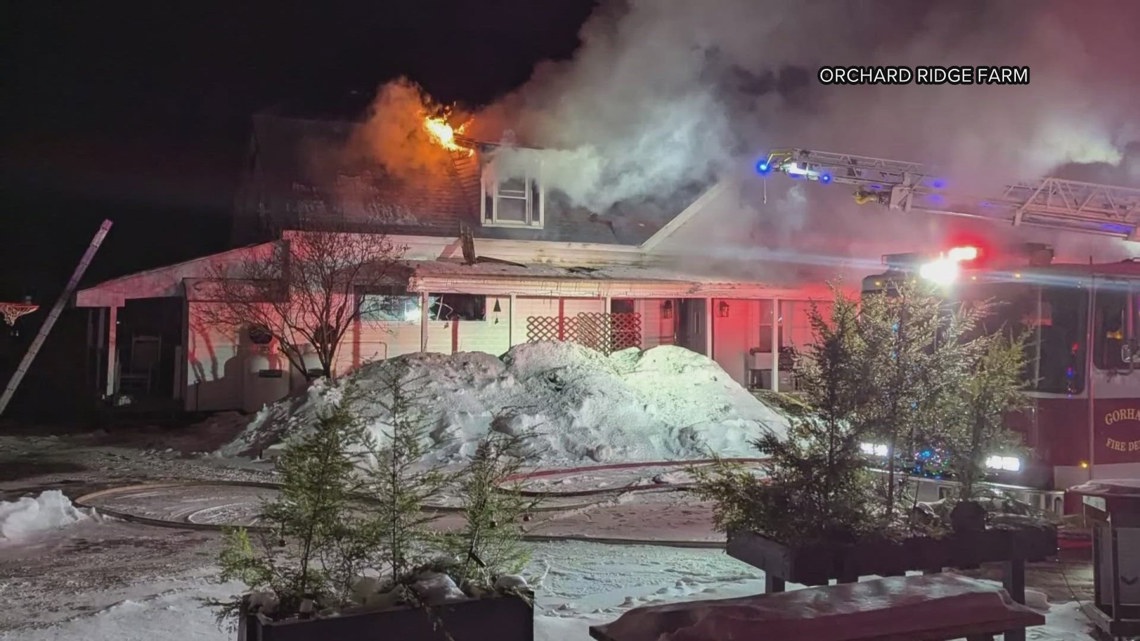 Emergency crews respond to fire at Orchard Ridge Farm in Gorham ...
