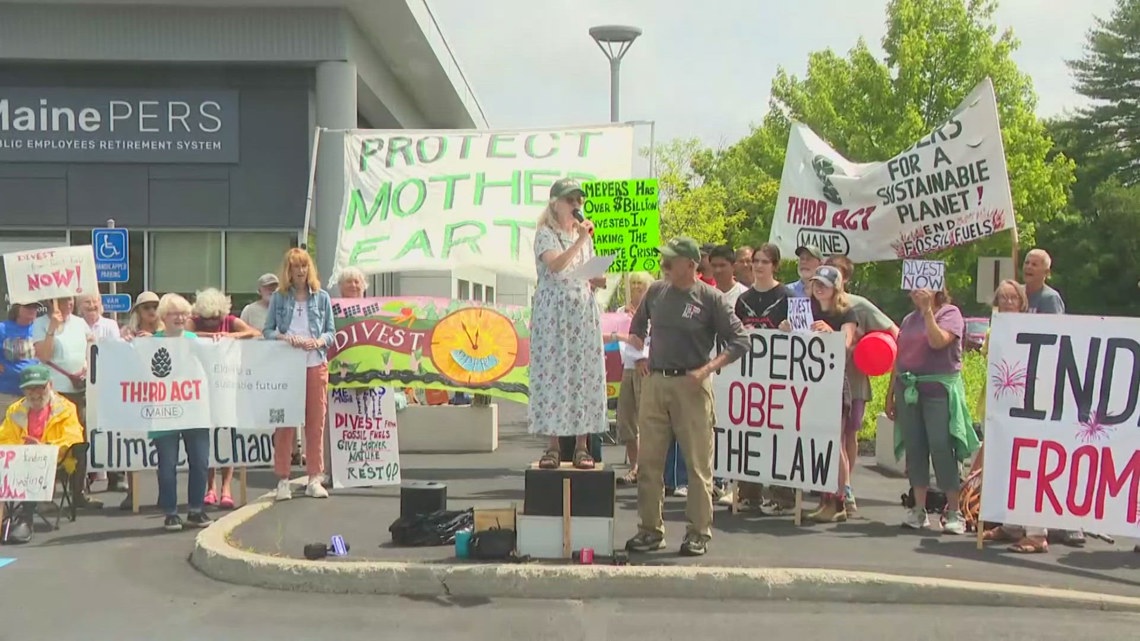 Activists rally in Augusta calling for MainePERS to divest from fossil ...