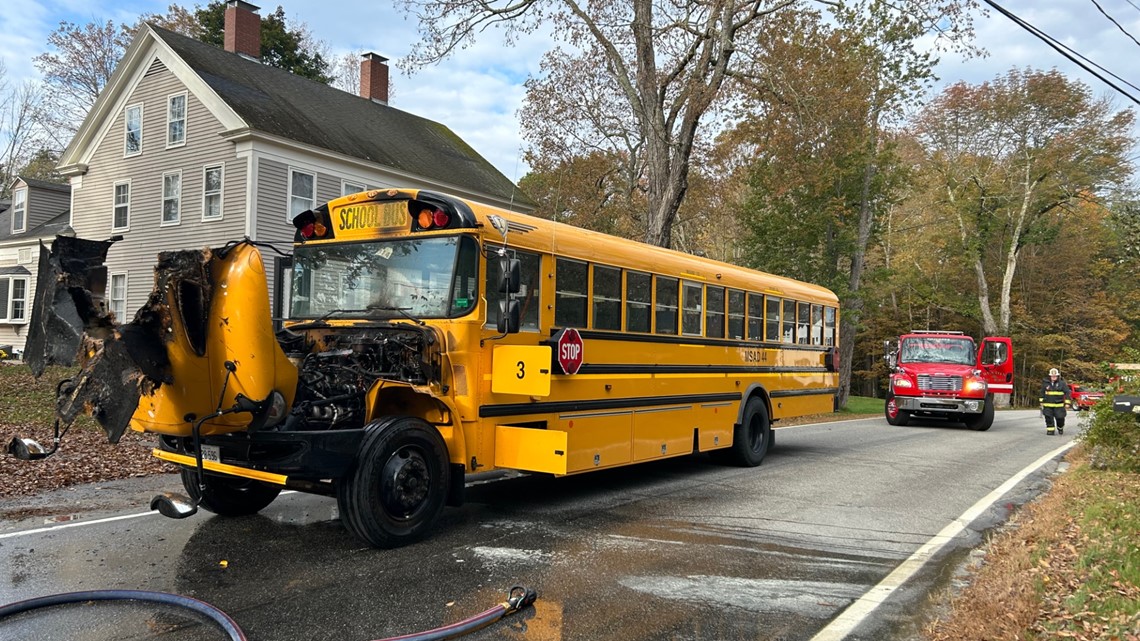 MSAD 44 school bus engine catches on fire in Buxton | newscentermaine.com