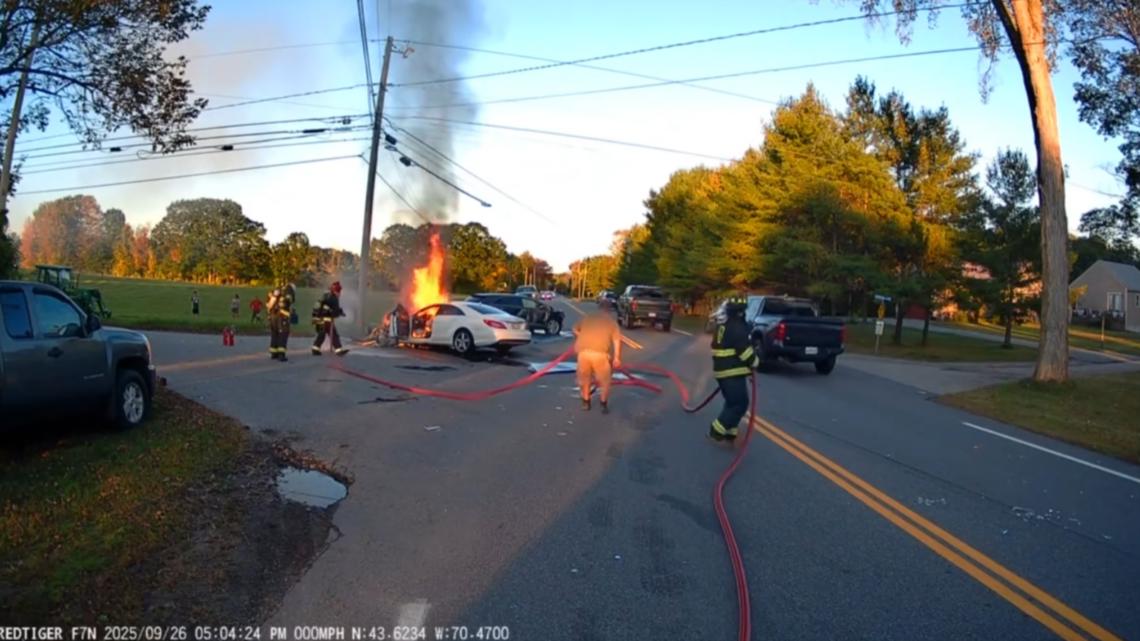 Fiery two-vehicle crash in Scarborough captured on video ...