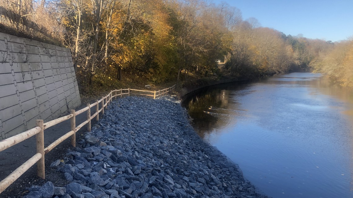 Some repairs to Kenduskeag Stream retaining wall now complete ...