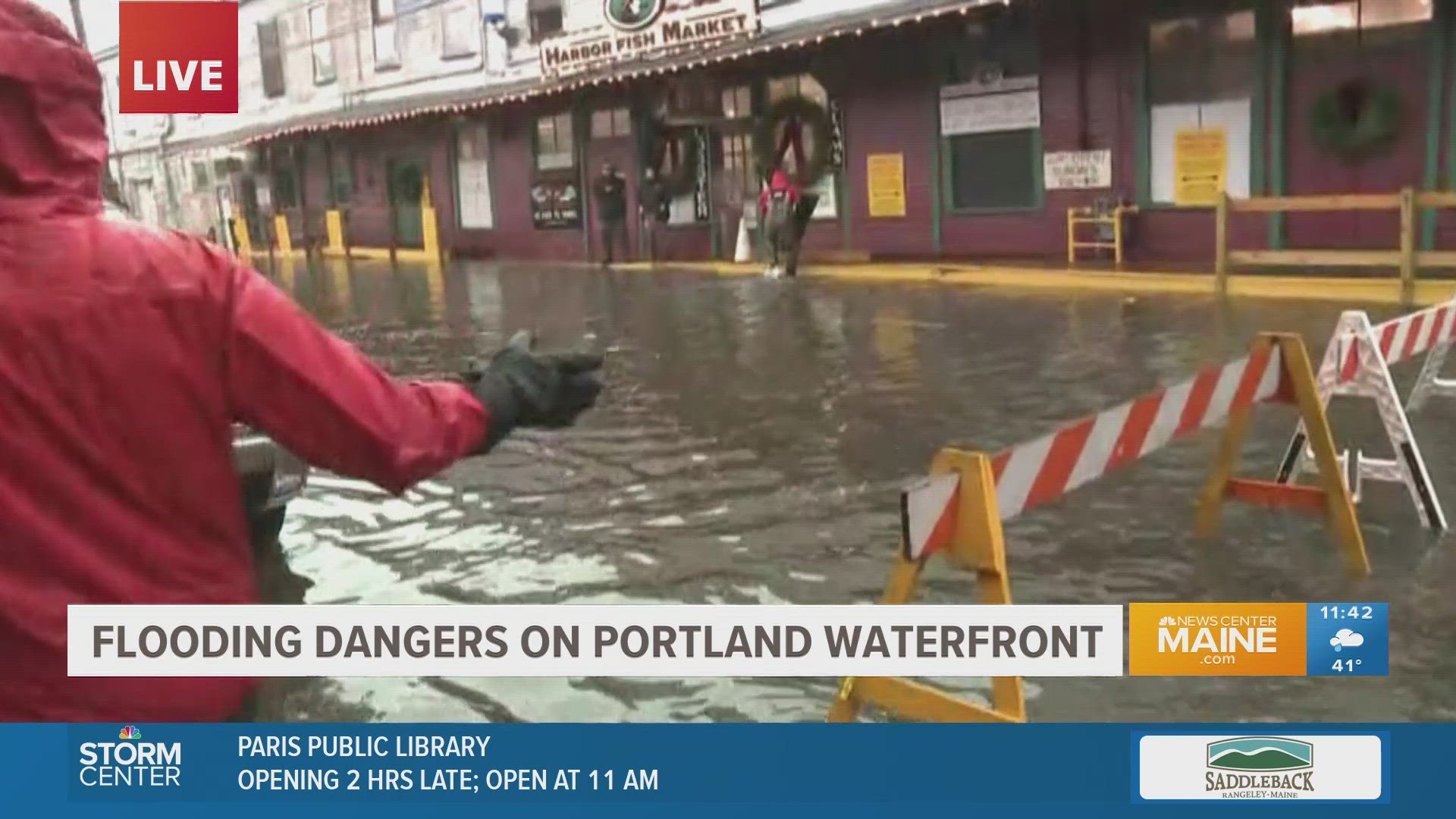 STORM CENTER: Commercial Street in Portland flooded ahead of high tide ...