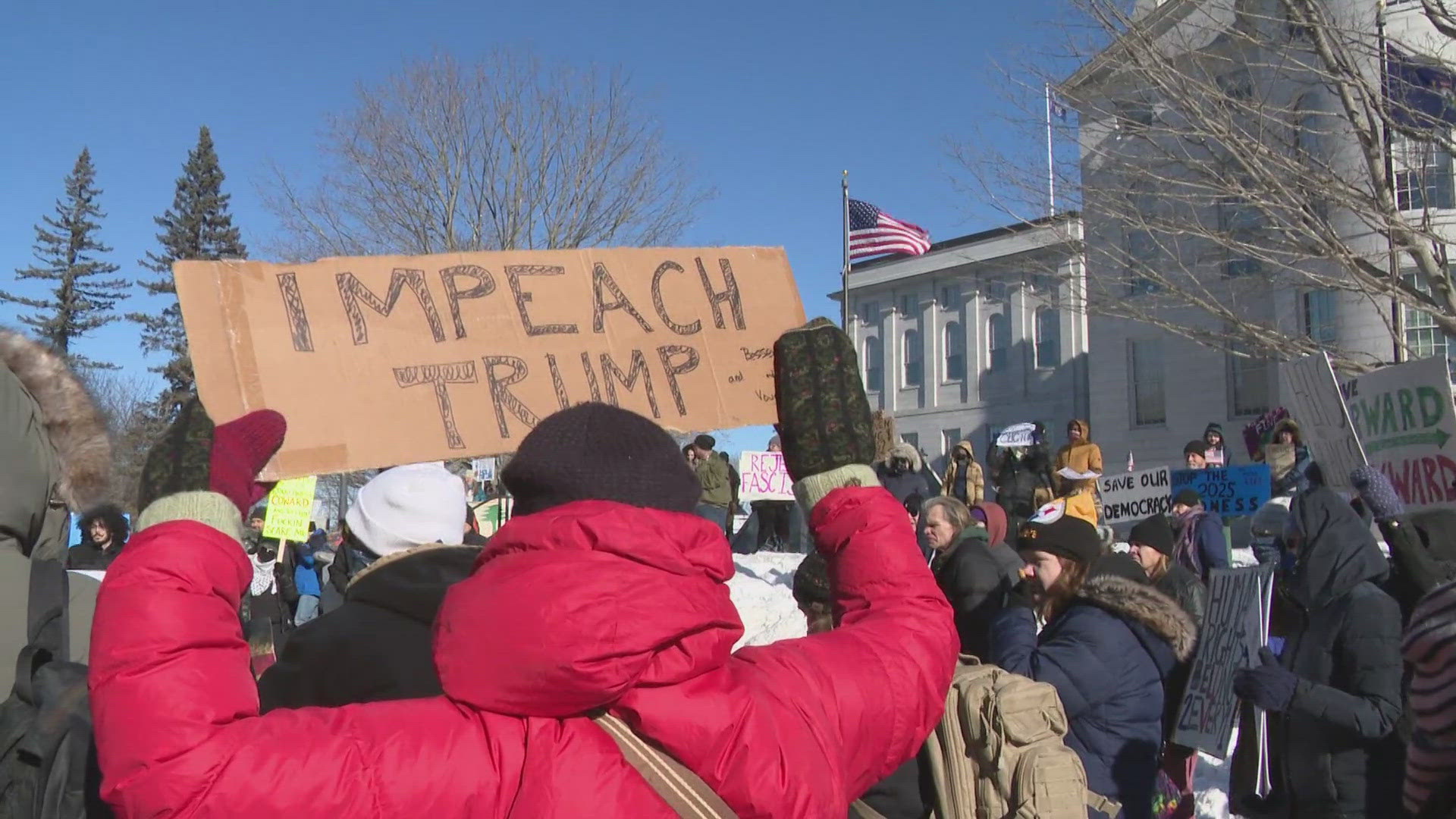 Protesters rally at Maine State House against Trump policies ...