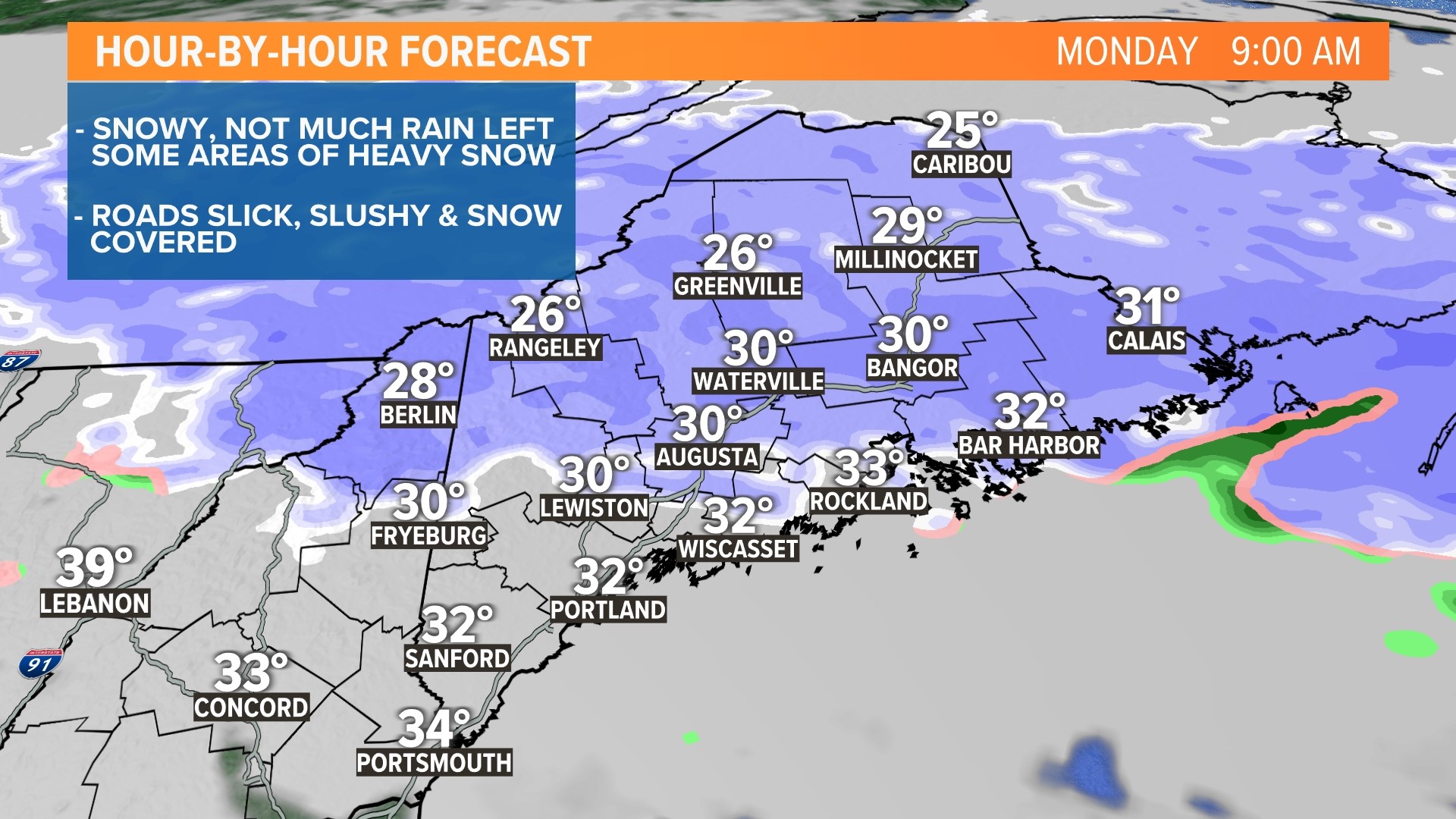 Snow forecast in Maine calls for showers through Monday evening ...