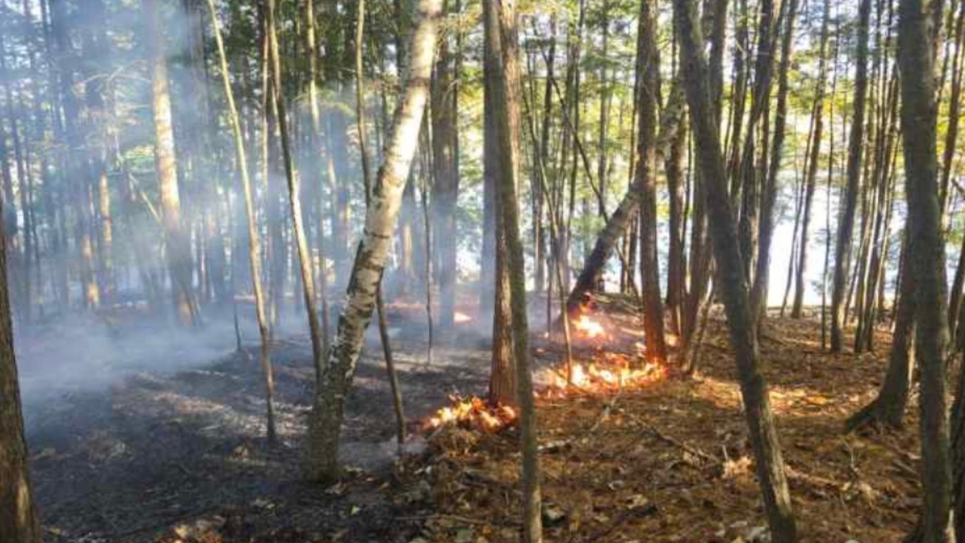 Firefighters battle 2-day brush fire on Alewive Pond island ...
