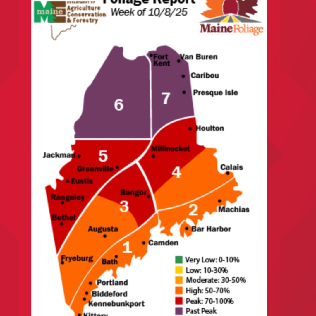 Maine foliage map: Fall colors are at or near peak across much of the ...