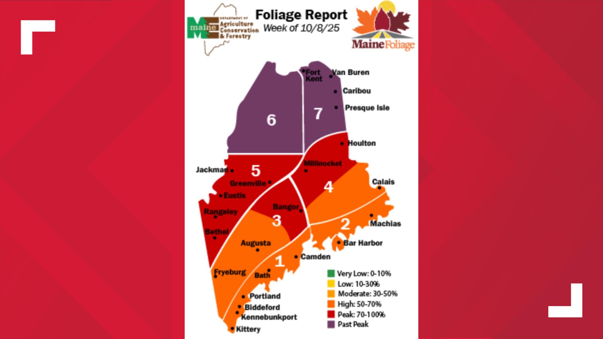 Maine foliage map: Fall colors are at or near peak across much of the ...