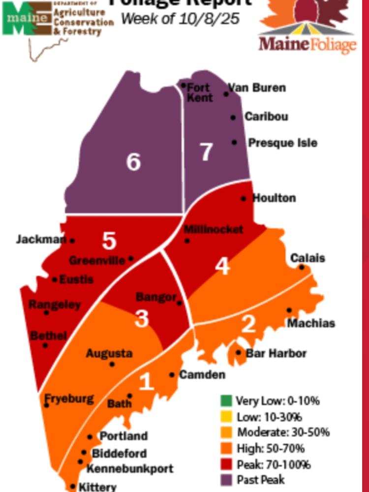 Maine foliage map: Fall colors are at or near peak across much of the ...
