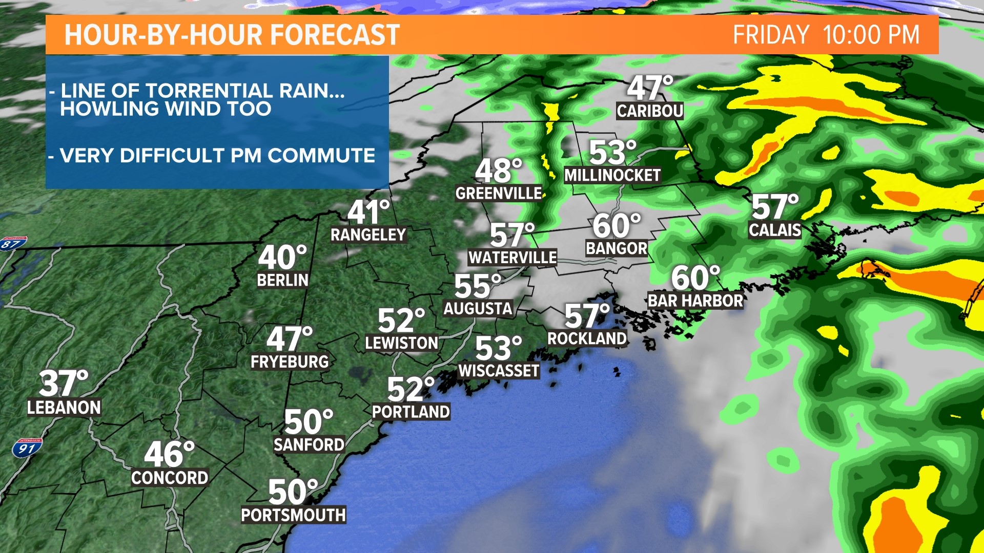 Torrential rain and howling wind this afternoon in Maine ...