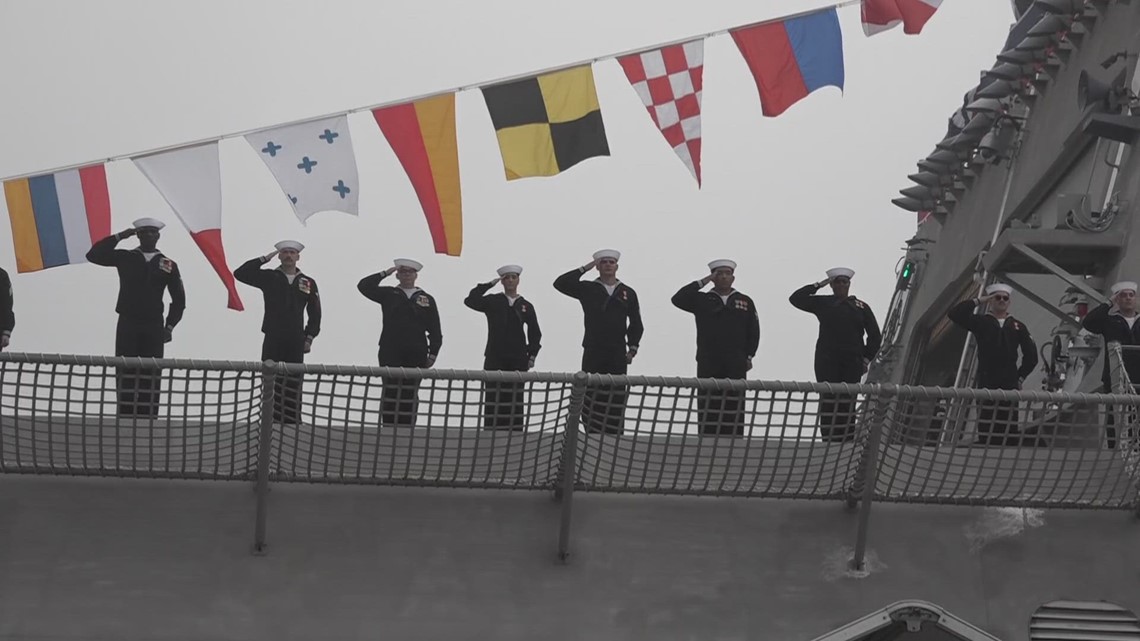 Navy commissions the USS Augusta on a foggy morning in Eastport ...