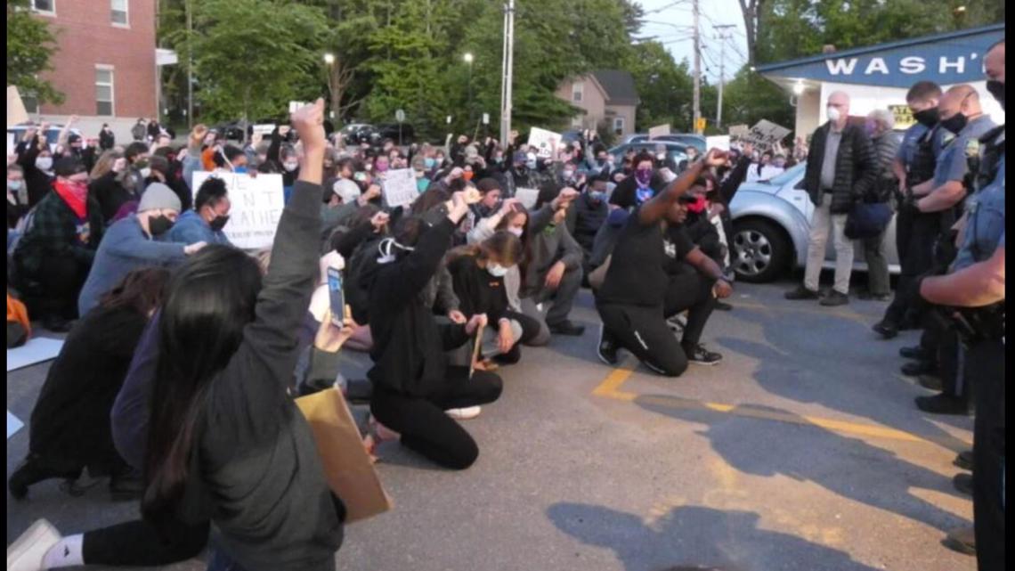 Black Lives Matter protestors march in Brunswick, Maine ...