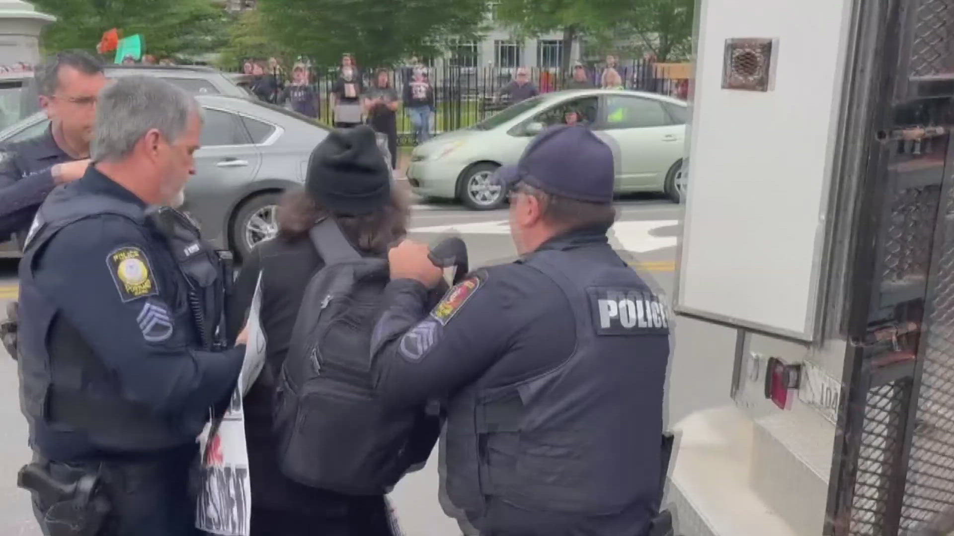 Portland police arrest two people during demonstration on Saturday ...