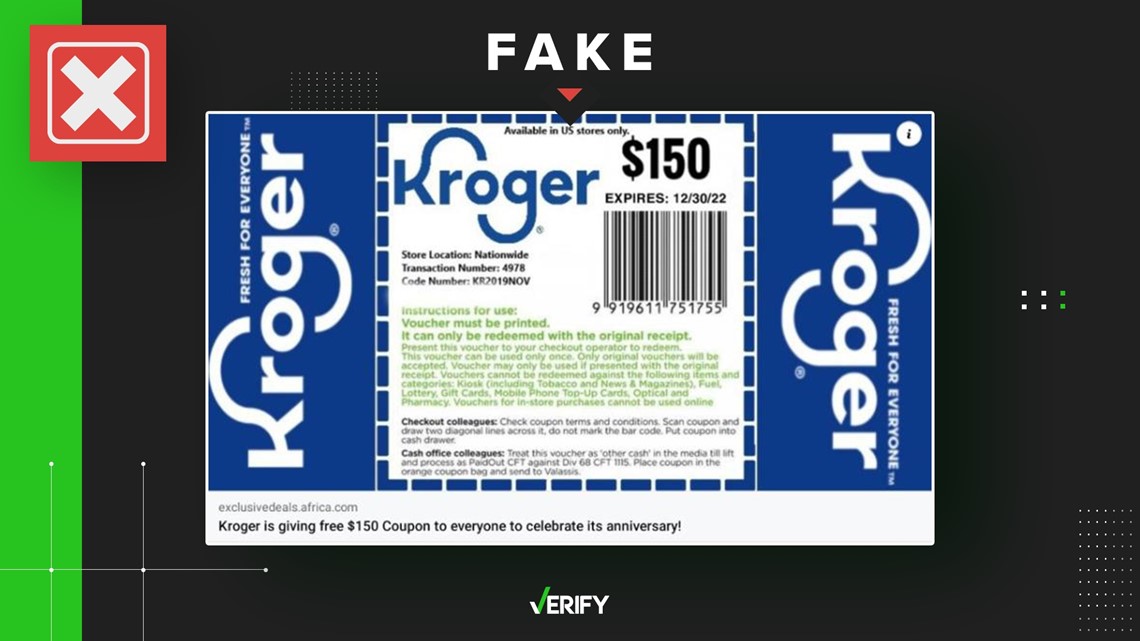 Fake $150 Kroger anniversary coupon is a scam | newscentermaine.com