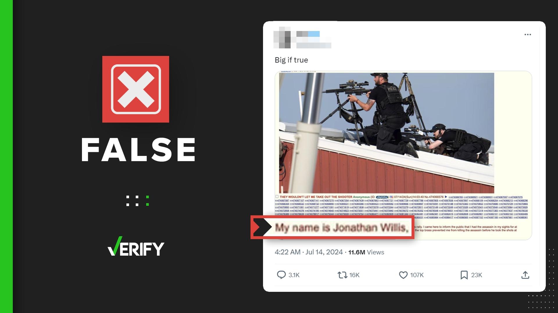 Sniper named Jonathan Willis wasn’t at Trump rally shooting | newscentermaine.com