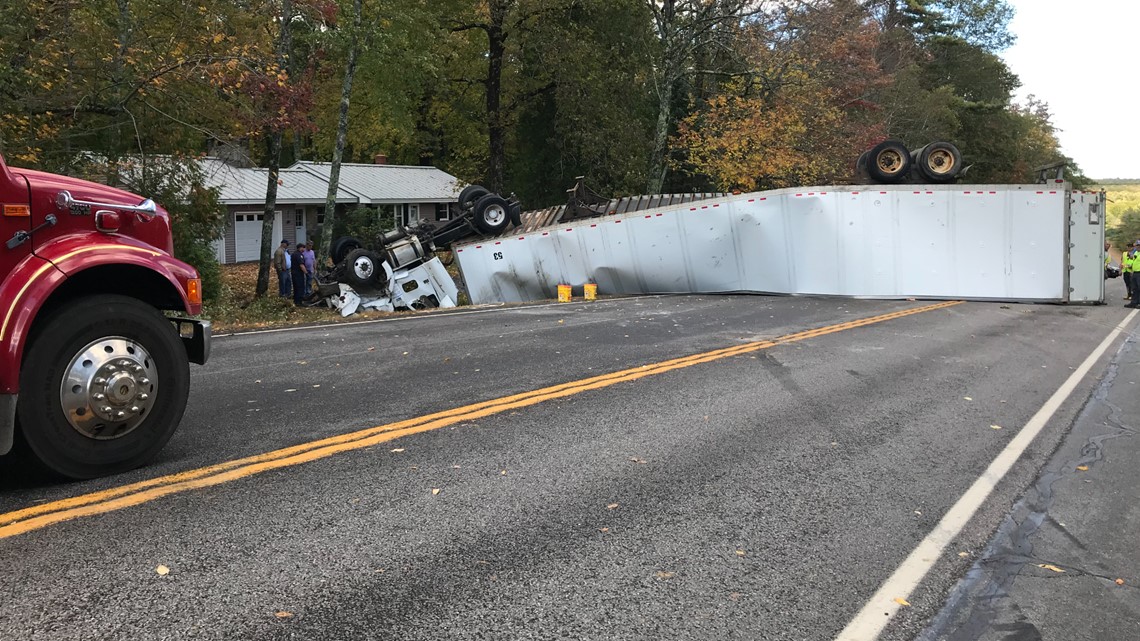 Tractor-trailer hauling CMP electrical supplies spills fluid in ...