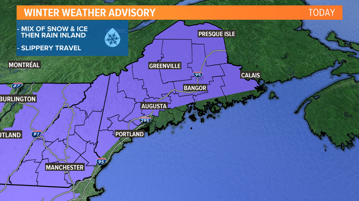 Snow and rain make for tricky travel, Sunday | Maine Weather Blog ...
