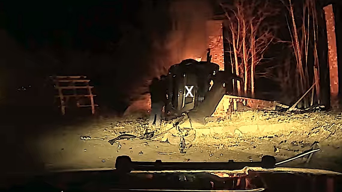 Caught On Camera Driver Trapped In Burning Car Rescued By Police